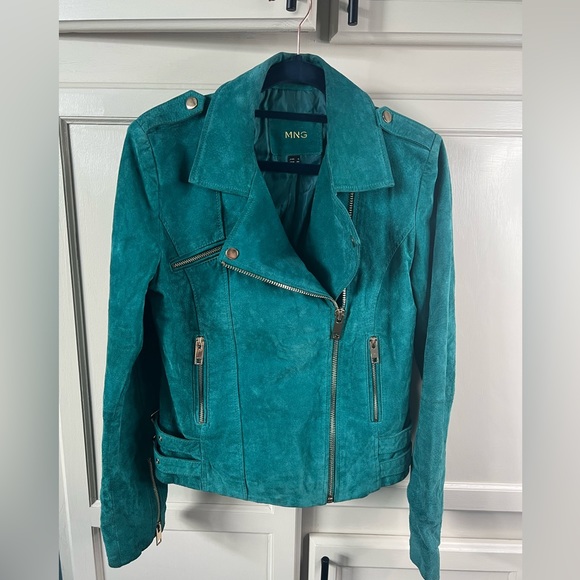 Mango | Jackets & Coats | 27 Mng Emerald Green Suede Leather Jacket ...
